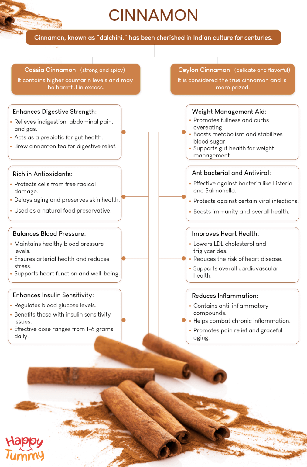 Cinnamon: Nutrition, Uses and Health Benefits - Happytummy