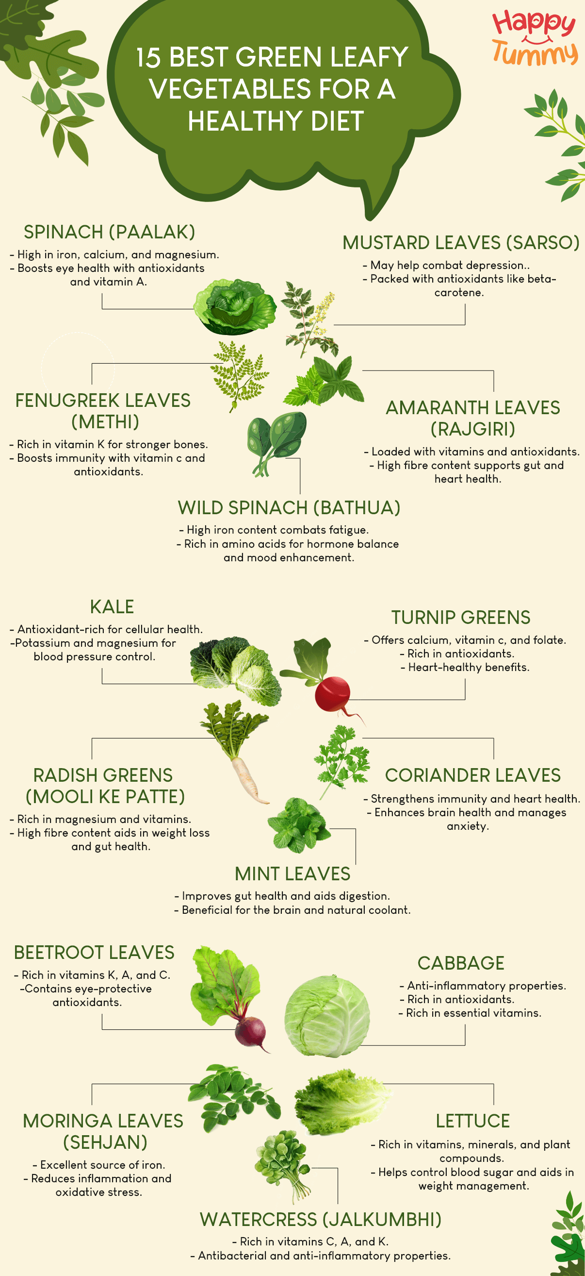 15 Best Green Leafy Vegetables for a Healthy Diet - Happytummy