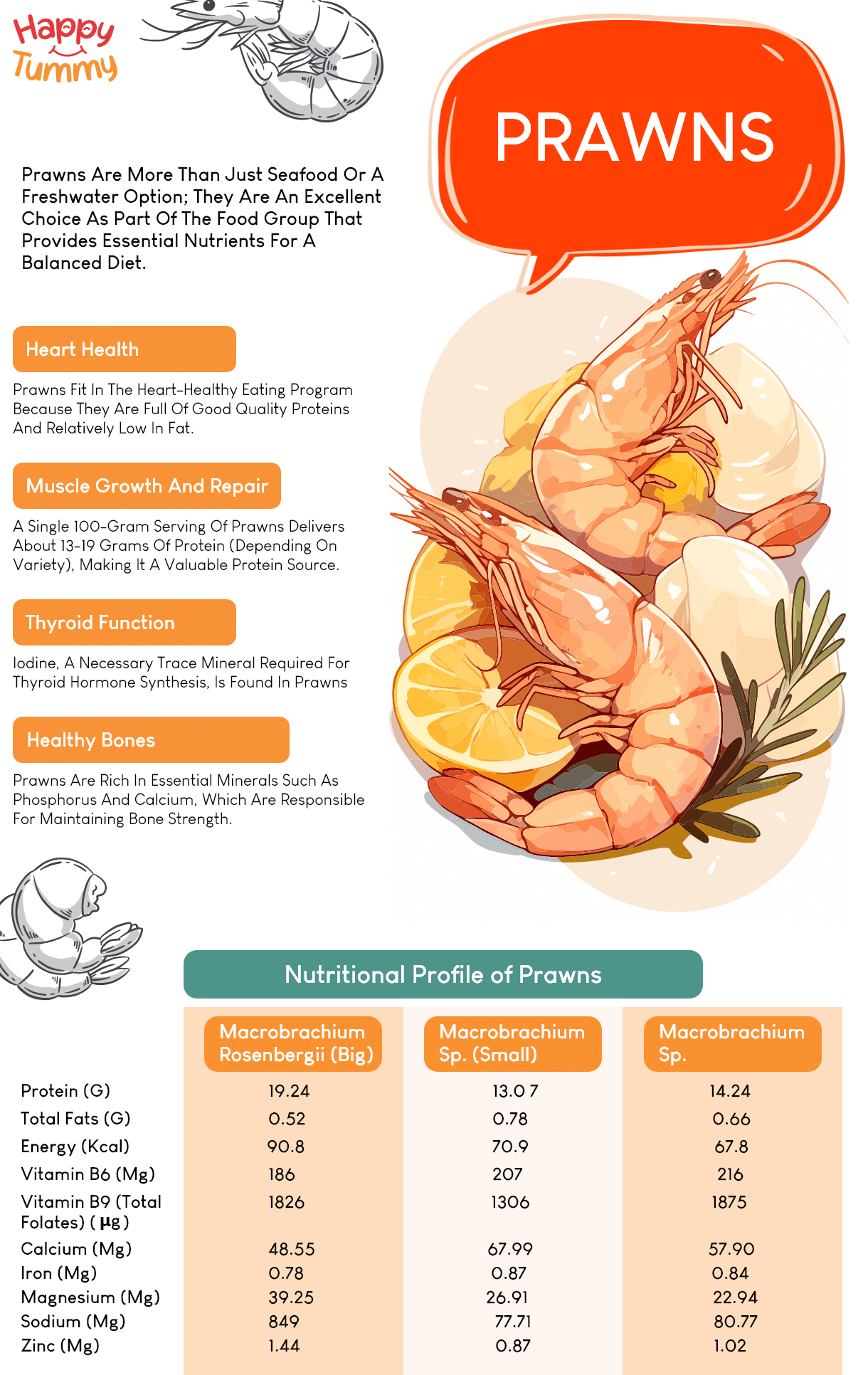 Prawns: The Nutritional Value and Health Benefits - Happytummy